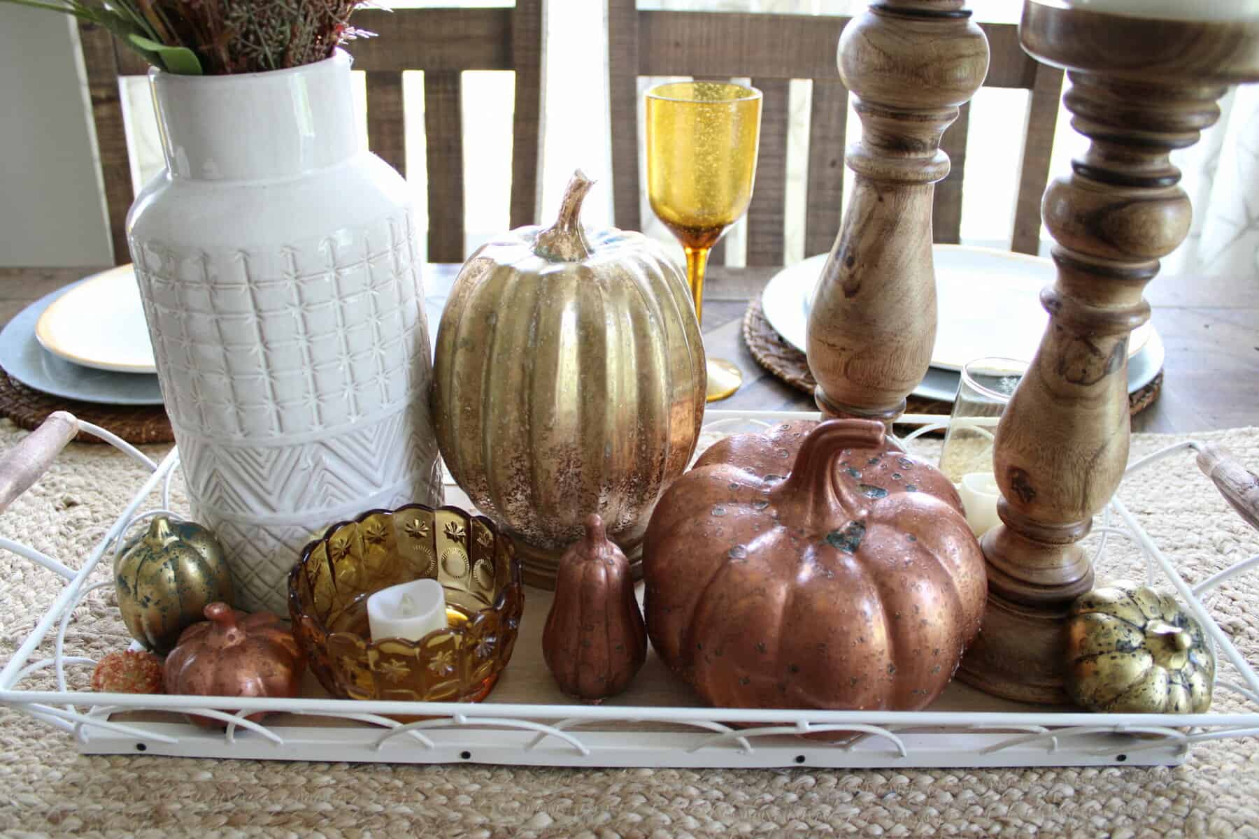 DIY Mercury Glass Pumpkins - Mornings on Macedonia