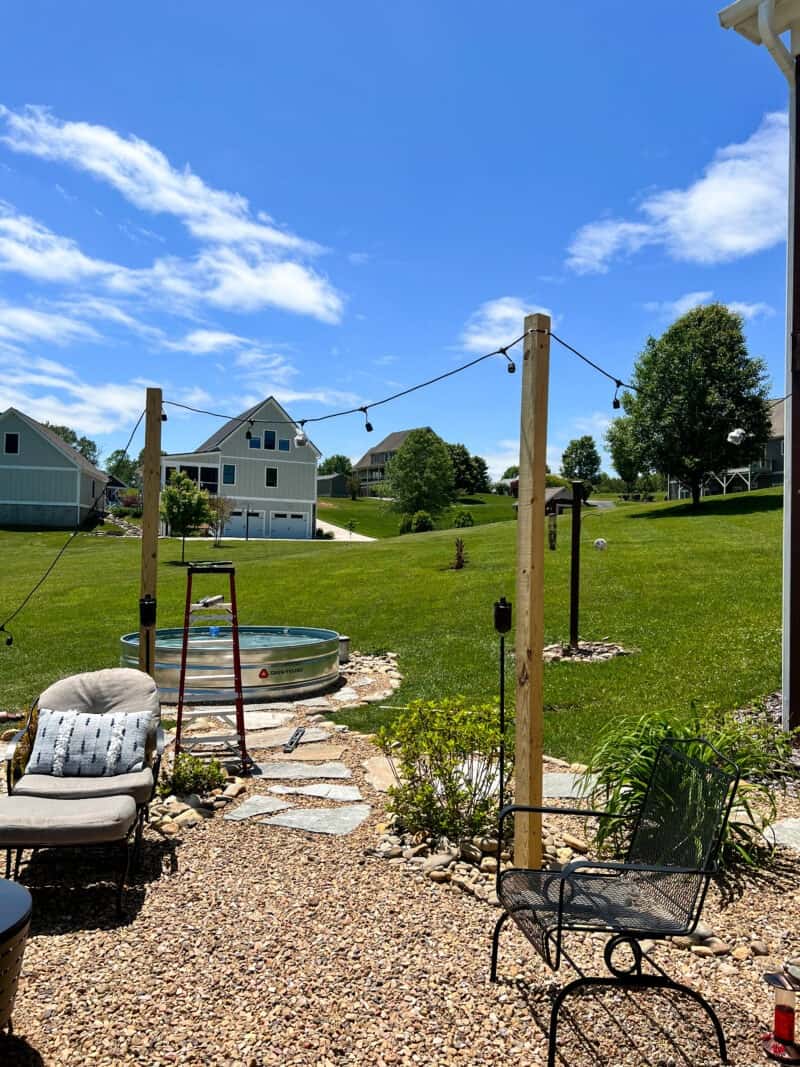 How To Hang String Lights In Your Backyard Without Trees - Mornings on Macedonia