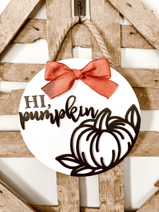 DIY Hi Pumpkin Wreath Sign - Mornings on Macedonia